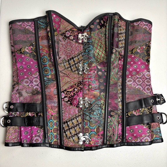 Charmian | Tops | Charmian Corset Bustier With Clasps Buckles Tie Back ...